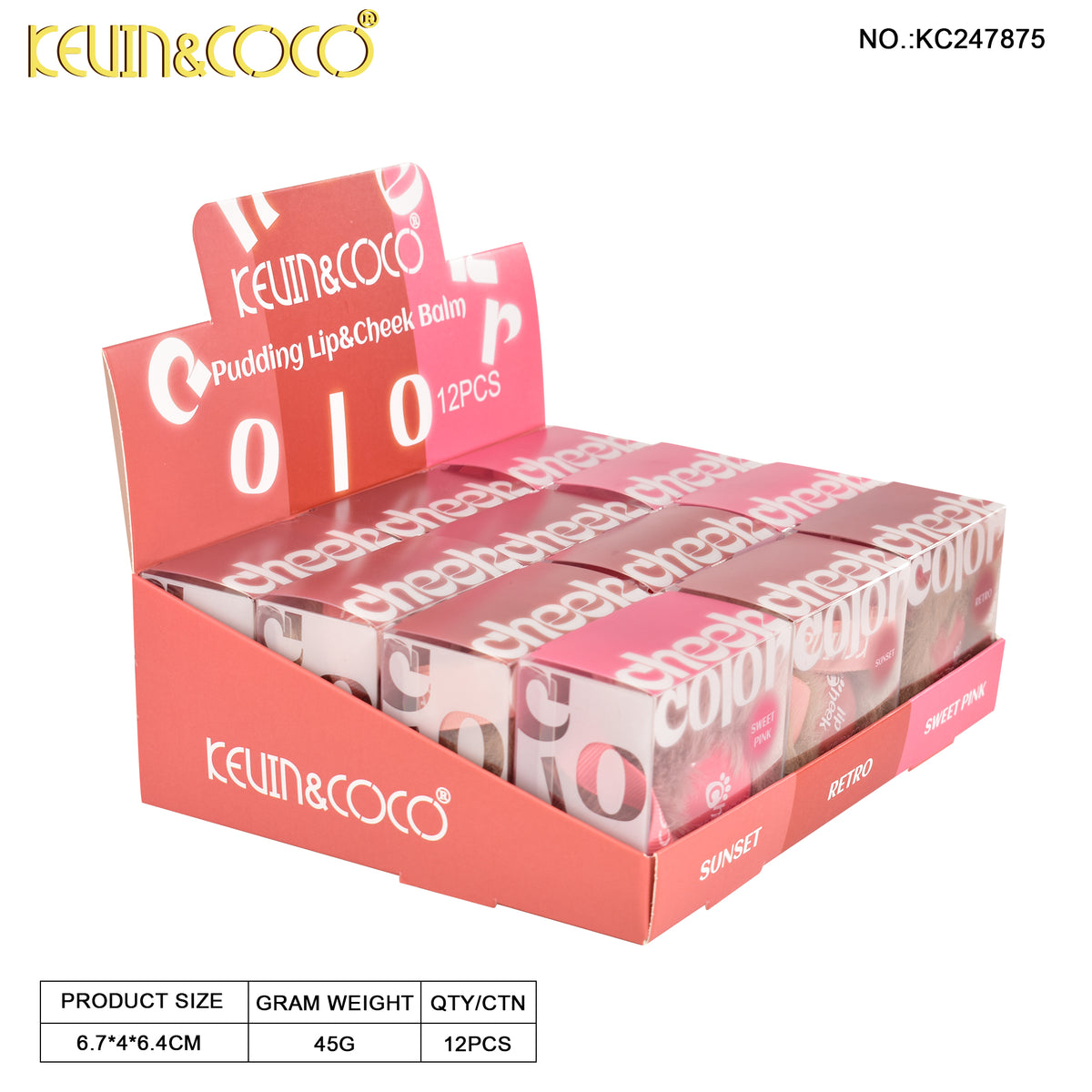 Pudding Lip Cheek Balm Display Set - 12 PCS (KC247875) | KEVIN&COCO