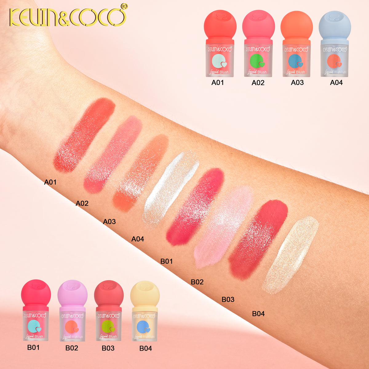 Liquid Blush & Highlighter Display Set - 24 PCS (KC1156/KC1157) | KEVIN ...