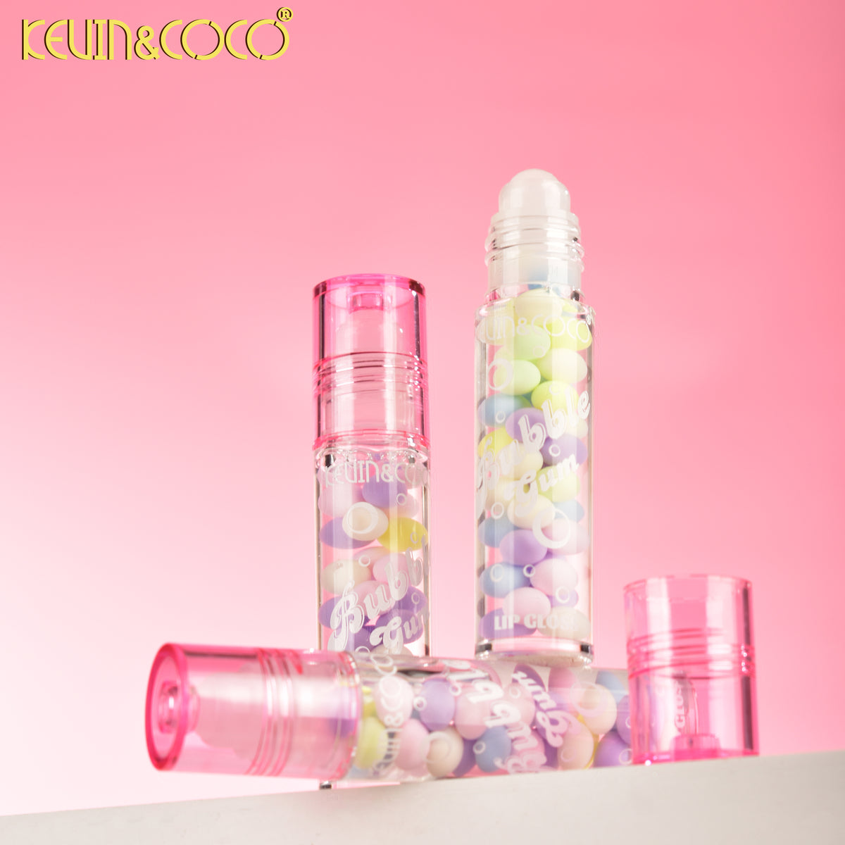 Rainbow Caramel Roll-On Lip Oil Display-36 PCS(KC1232) | KEVIN&COCO