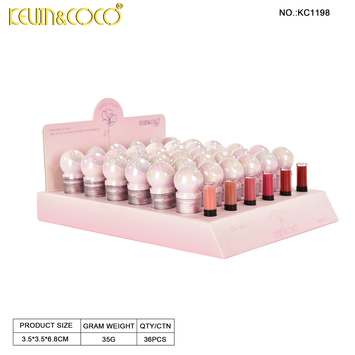 Rose Romance Lip Gloss-36 PCS(KC1198) | KEVIN&COCO